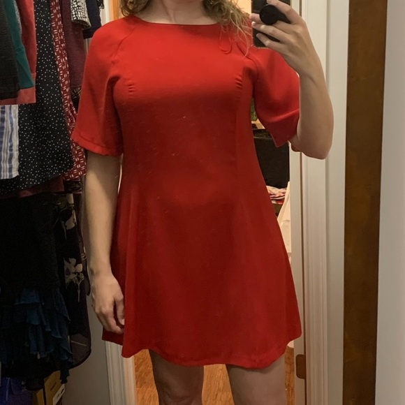 Zara | Dresses | Zara Basic Red Skater Dress Large | Poshmark